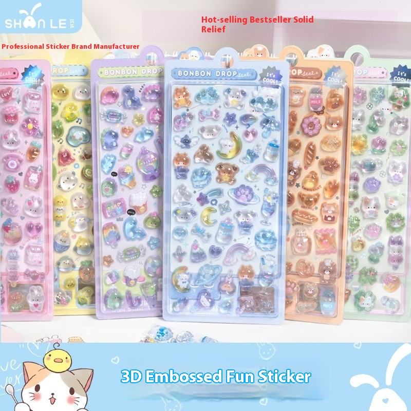 No.89 3D Relief Hot Shinkle Toy Sticker Solid Cartoon Animal Crystal ...