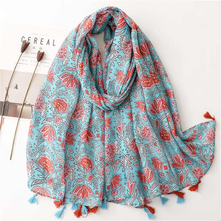 New Spring Summer Female Shawl Small Clear Sweet Cartoon Cotton Linen ...