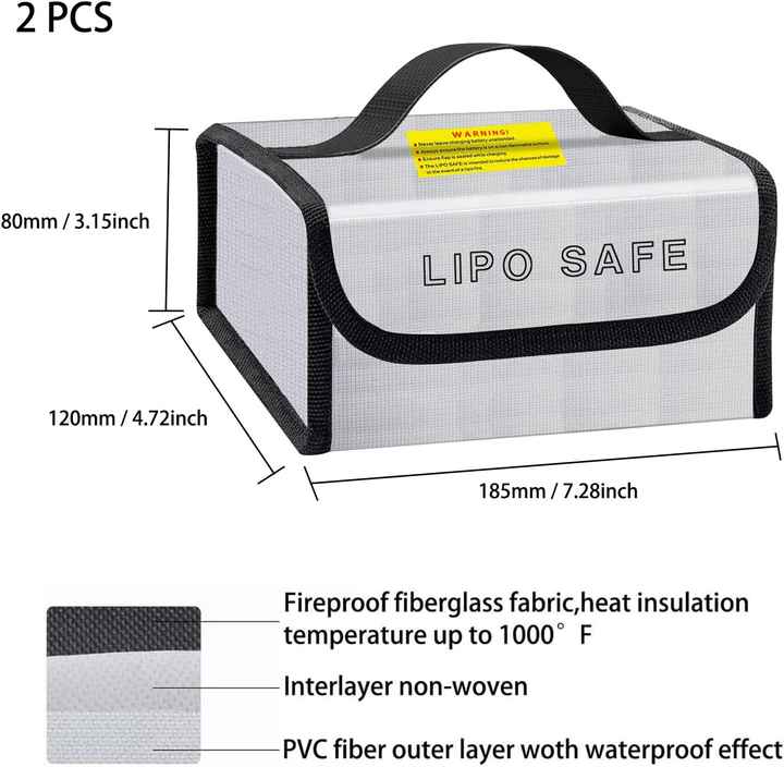 Fireproof Lipo Battery Bag Storage Pouch for Home Office Travel ...