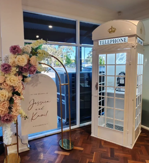 White Phone Booth with Audio Guestbook Phone for London Wedding