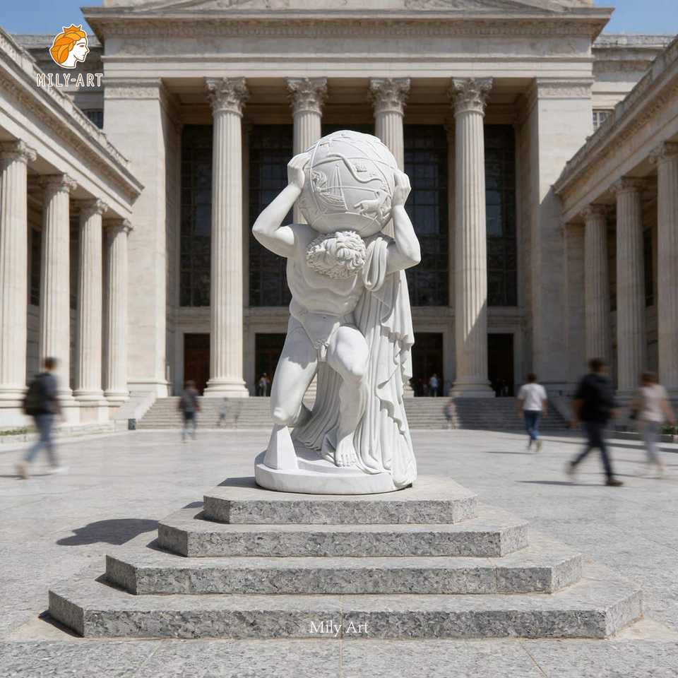 MILY Life Size Classic Hand Carved Marble Atlas Statue Sculpture Greek ...