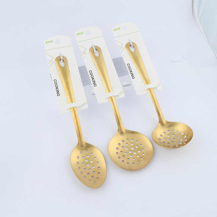Stainless Steel Spatula Spoon Function Soup Ladle Titanium Gold Cooking ...