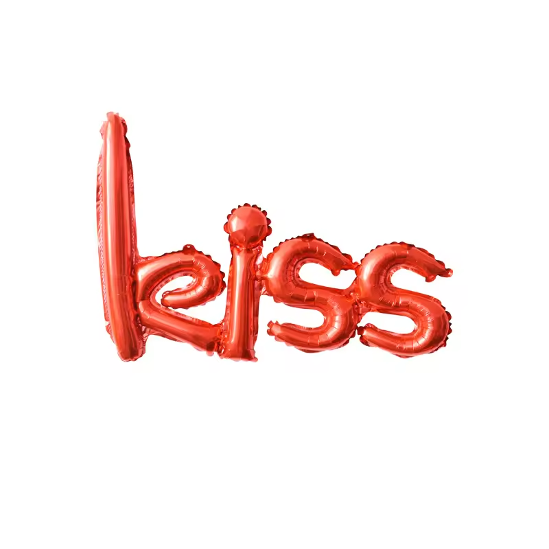 Kiss Cursive Connected Letter Foil Balloon Rose Gold Red Gold Silver ...