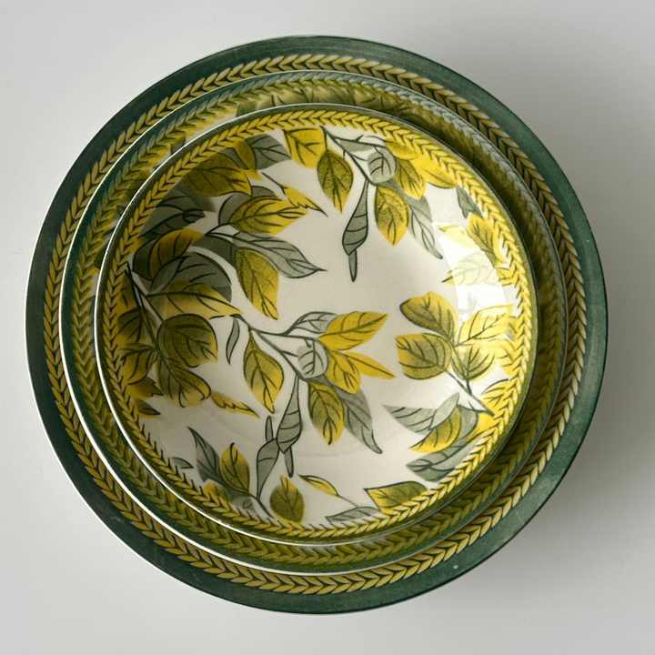 Vibrant Ceramic Dinnerware Set with Leaf Design and Warm Color Palette ...