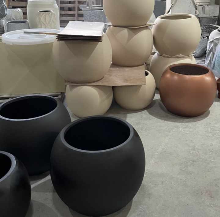 Large Round Fiber Clay Pots,big Hotel Fiberglass Flower Pots Planters ...