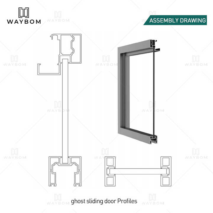45 Slim Ghost Sliding Hidden Doors - Aluminum Profile Kit