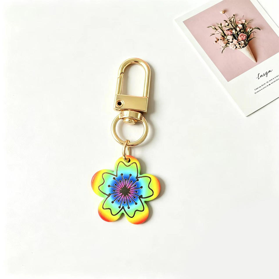 Cute Cherry Blossom Alloy Mental Keychain with Gold Metal Carabiner ...