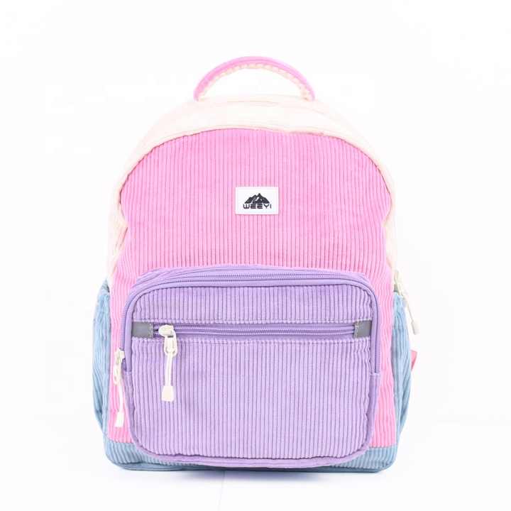 CHANGRONG Custom Pink Corduroy Student Backpack for Girls