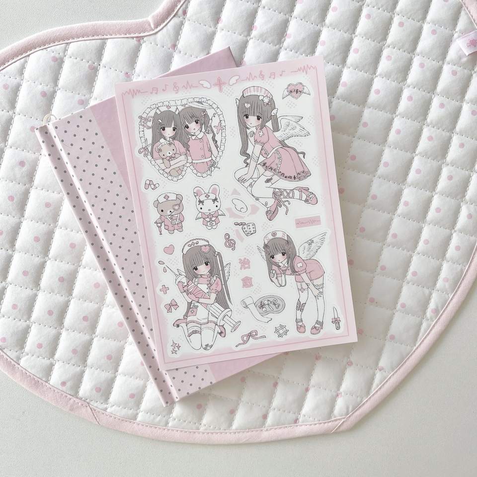 Kawaii Cat Maid Girl Stickers Sweet Cherry Vol.2 A6 Sticker Pack for ...