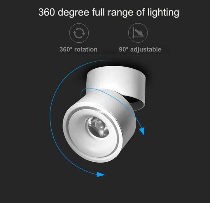 Surface Mounted Spotlights 12W LED Ceiling Lights Tiltable Wall IP20 ...
