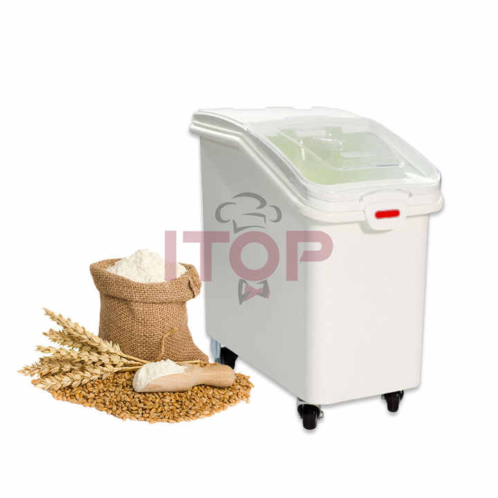 Large Kitchen Movable Plastic Flour Storage Tub - 102L