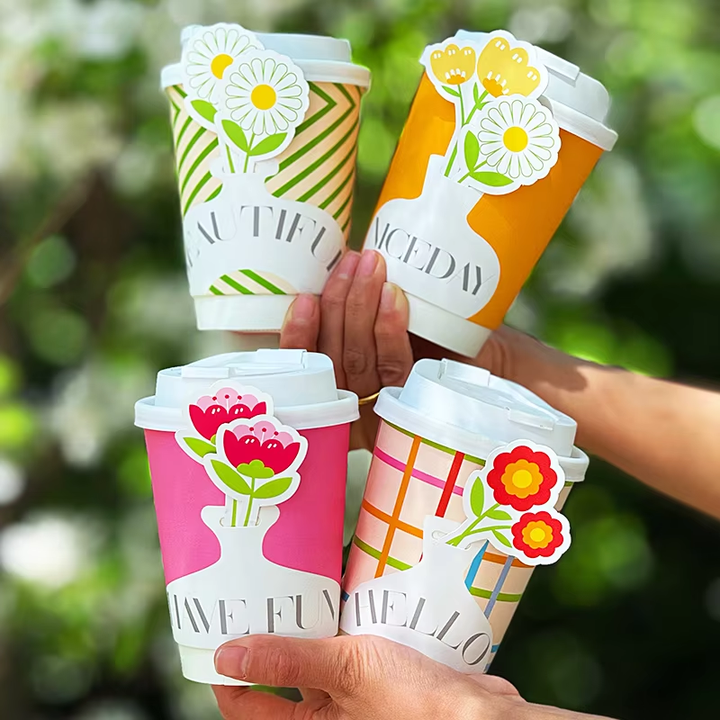 Custom Logo Disposable Coffee Cup Cover White Card Protective Cover for ...