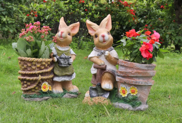 Commercial Big Easter Eggs Resin Life Size Folk Art Rabbit Bunny ...