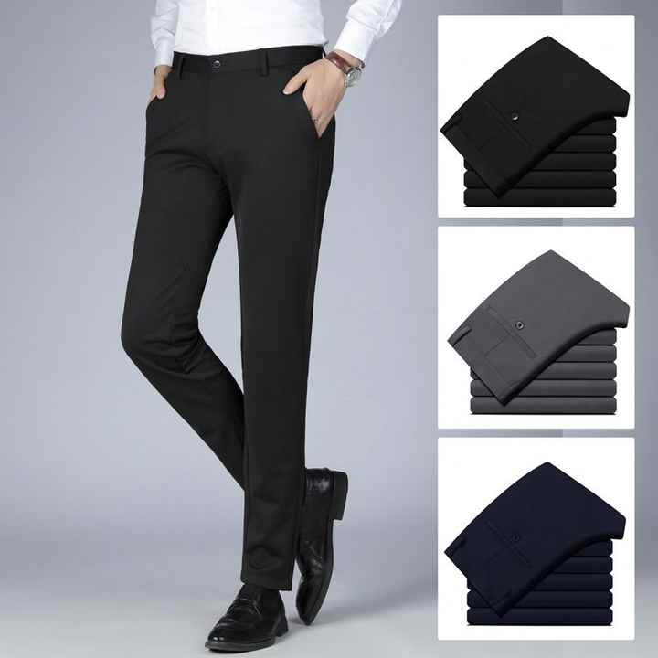Men Business Suit Pants Formal Office Gentleman Suit Long Trousers ...