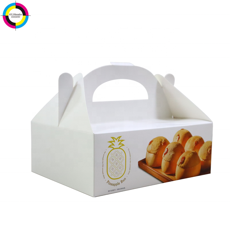 Custom Printed Handle Cake Box for Food Grade Cardboard Dessert ...