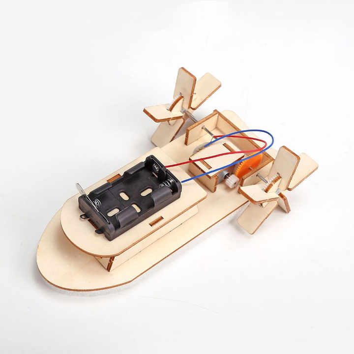 Creative Wooden DIY Electric Boat Model - STEM Toy Kit