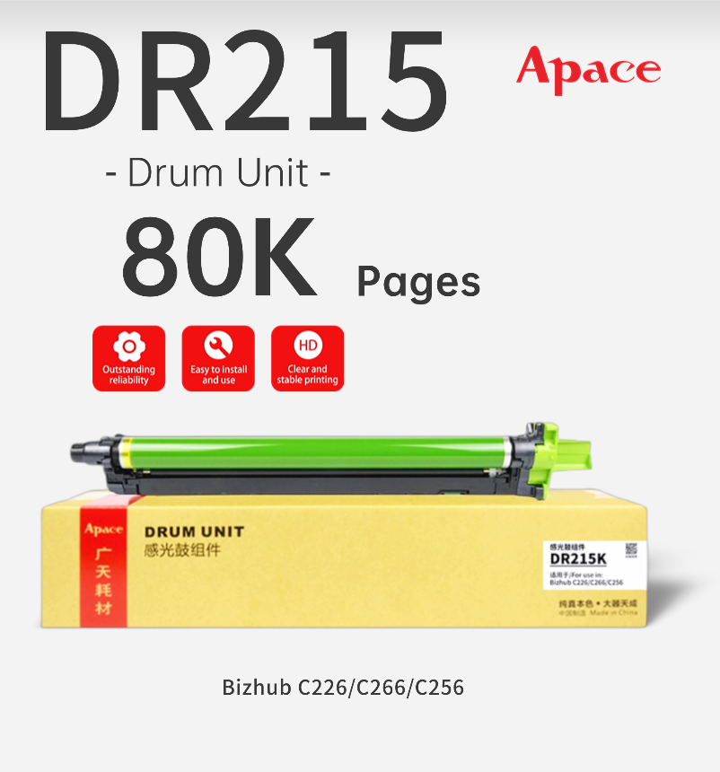 Apace Compatible High Quality Drum Cartridge DR215 Drum Unit for Konica Minolta Bizhub C226 C266 ...