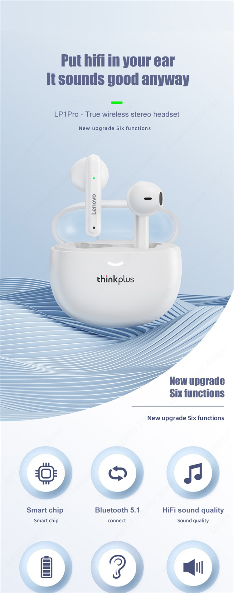 Lenovo Lp1 Pro Thinkplus Tws Headphones Gaming Earbuds Wireless Earphones Lenovo Lp1 Pro - Buy ...