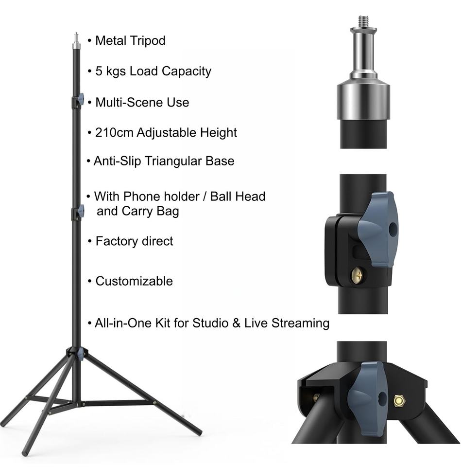 Photography Light Stand 7 Feet/210cm Metal Photo Studio Tripod Stand ...