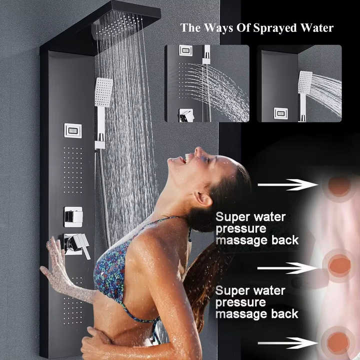 Modern Luxury Hotel Waterfall Shower System Stainless Steel Shower Column Bathroom Digital ...
