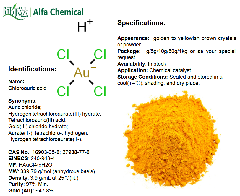 Chloroauric Acid - High Purity 99.9% CAS 16903-35-8