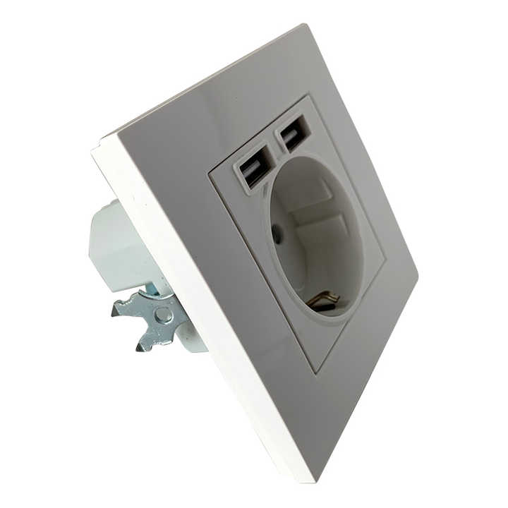 European Socket EU Standard 2pin Electrical Outlet 2USB Socket PC ...