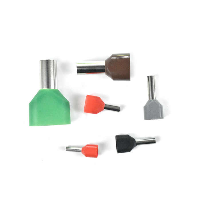 TE Series Dual Wire Tube Copper Crimp Terminals Insulated Cord End ...
