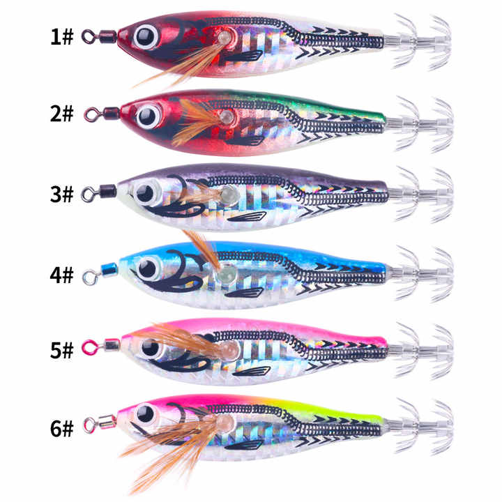 7.8CM/9.8CM Wholesale Hard Plastic Luminous Squid Jig Sea Fishing Lure Octopus Wood Shrimp Lures ...