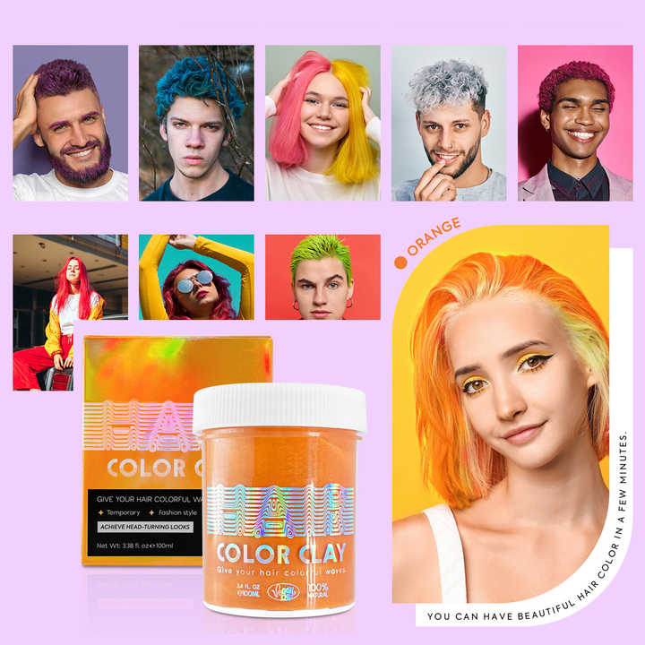 Hair Color Clay Temporary Natural Vegan Colorful Hair Paste Multi-color ...