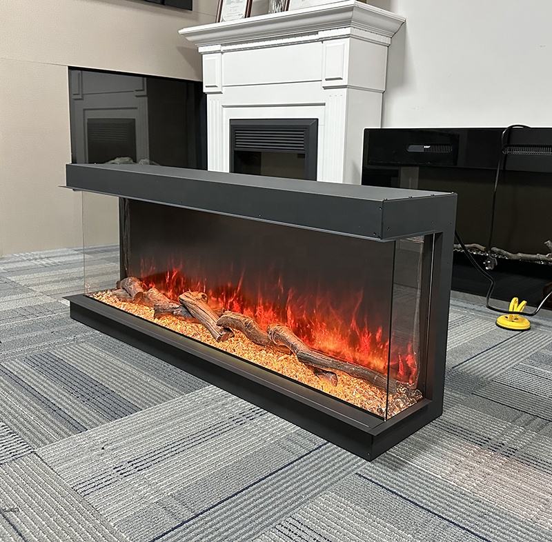 Modern 3-Sided Electric Fireplaces with Realistic Logs and Smart WiFi ...