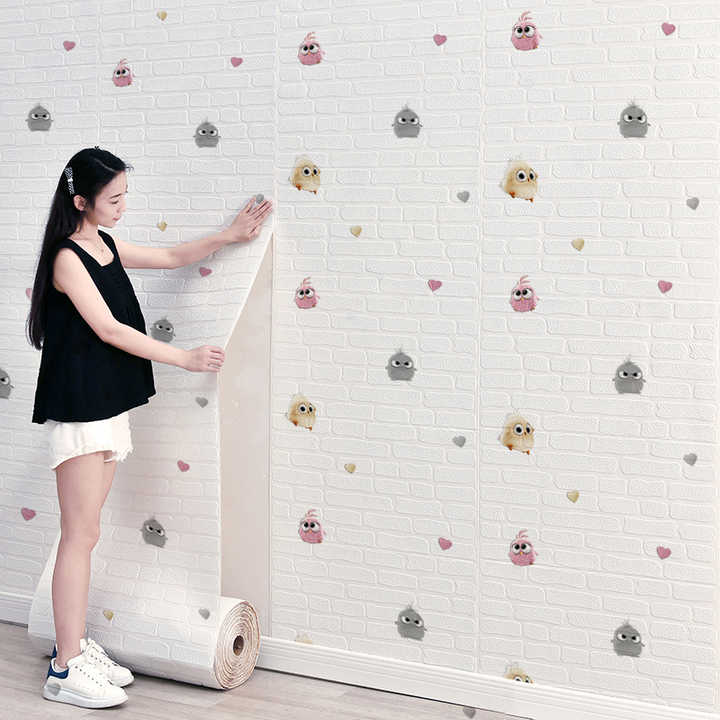 Cartoon Child PVC Wall Panel - 3D Wallpaper for Bedrooms
