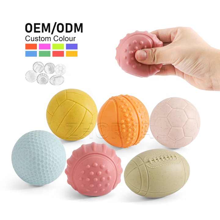 Zhorya Baby Bath Toys Soft Sport Sensory Balls No Hole Wheat Straw Soft ...