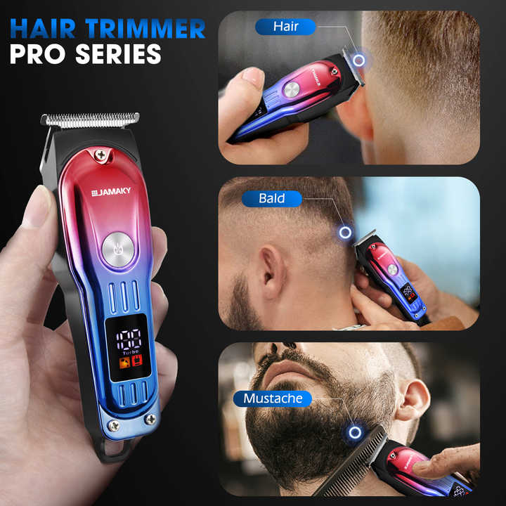 Jamaky LED Display Hair Trimmer - 5W, 7000RPM, 90min Runtime, 3 Guide ...
