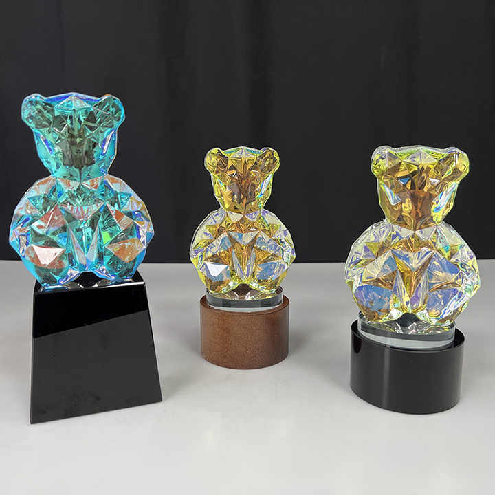Custom Bear Trophy with Glowing Crystal Anniversary Souvenir Carved ...