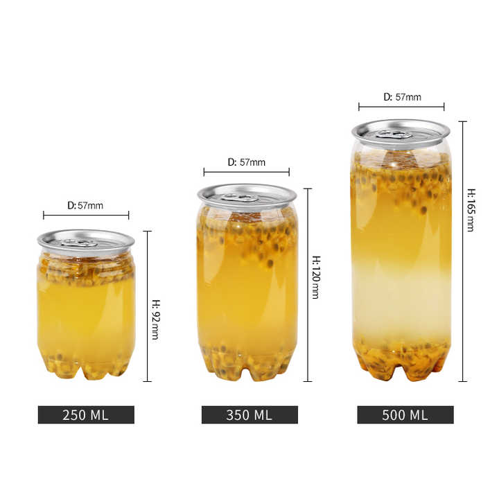 Canette de boisson gazeuse transparente en plastique, avec bouts ...