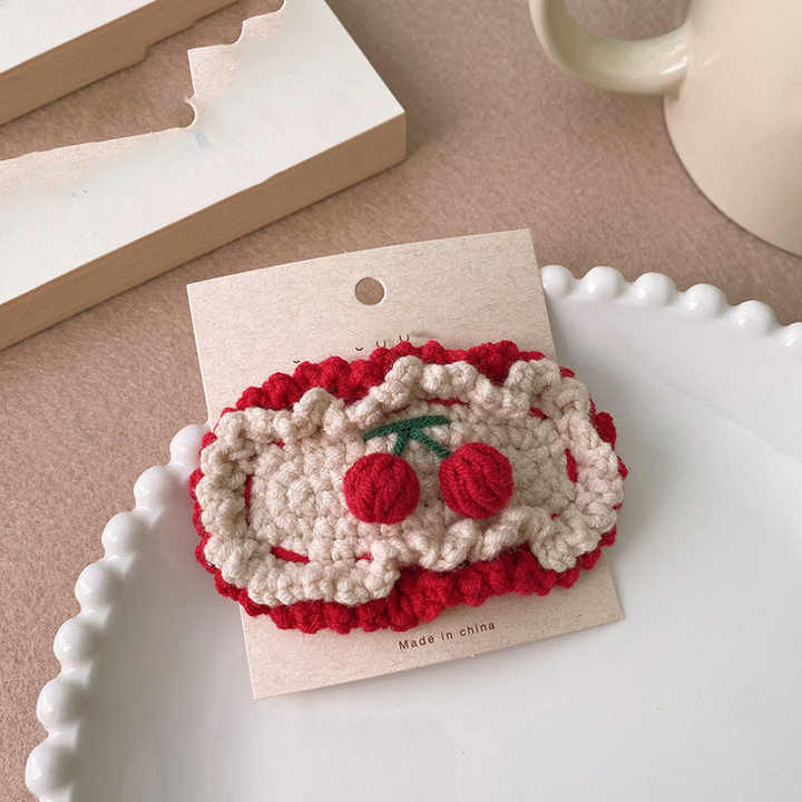 Cute Knitted Cherry Hairpin Handmade Side Clip Hair Accessories ...