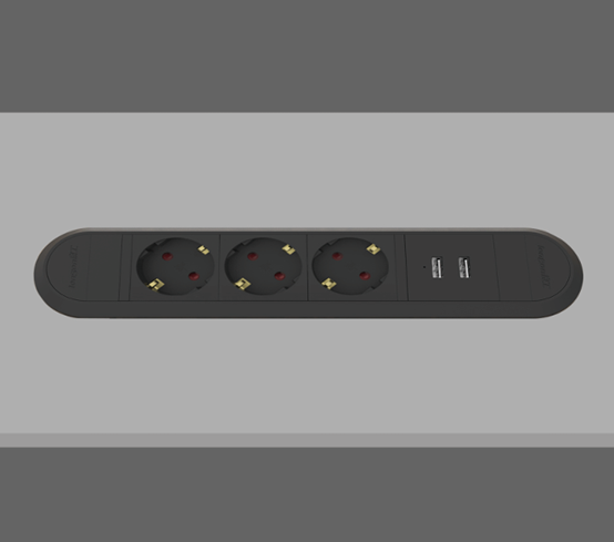 DE Standard Safe Recessed Hidden Power Strip Oval Edge Space Saving ...