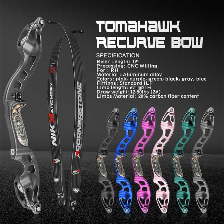 Nika Archery 62" ILF Recurve Bow Set RH Aluminum Riser Hunting Bow ...