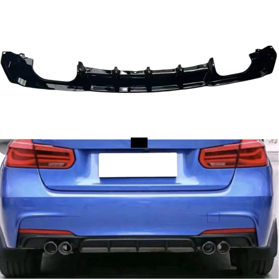 Dual-Side Dual-Exit Rear Diffuser, Gloss Black & Carbon Fiber Pattern ...