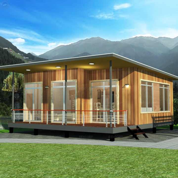 56sqm Galvanised Steel Structure Prefabricated House with Veranda in ...