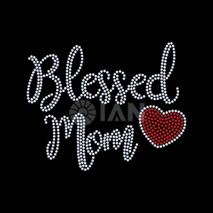MOTHER Heart Shape Rose Rhinestone Transfer Crystal Stone Design Iron ...