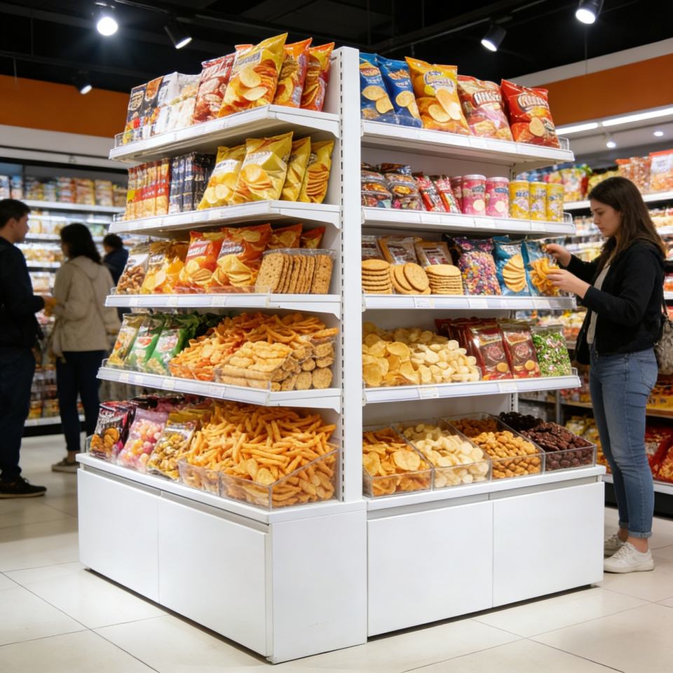 Rotating Snack Display Cabinet Biscuits Display Shelf for Supermarket ...