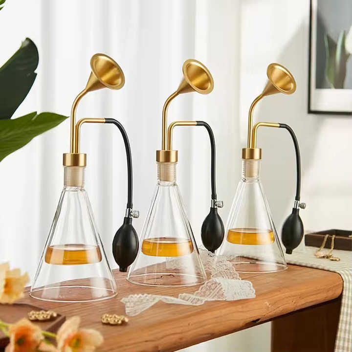 Custom Perfume Smelling Jars - Clear Brass Essential Oil Bottles