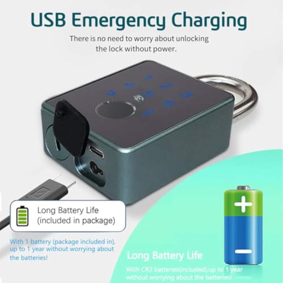 Touchscreen Water Resistant Smart Padlock for Gym & Warehouses