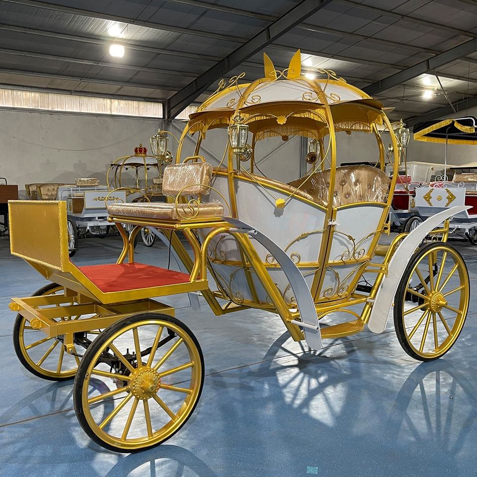 Cinderella Wedding Pumpkin Horse-Drawn Carriage with 4 Wheels Electric ...