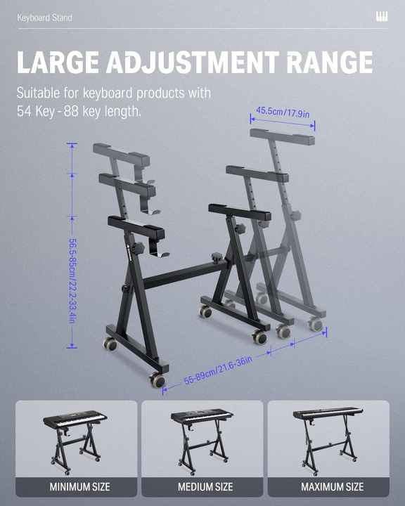 Adjustable Z-style Heavy-Duty Keyboard Piano Stand & Rack