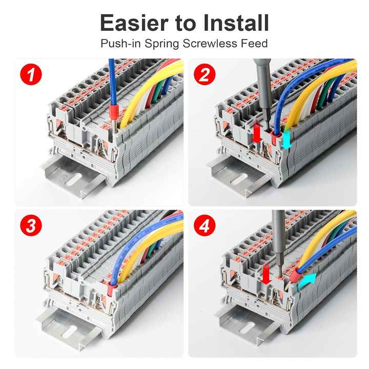 PT2.5 PT4 Terminal Block Spring Loaded Tool-Free Installation for 2 ...