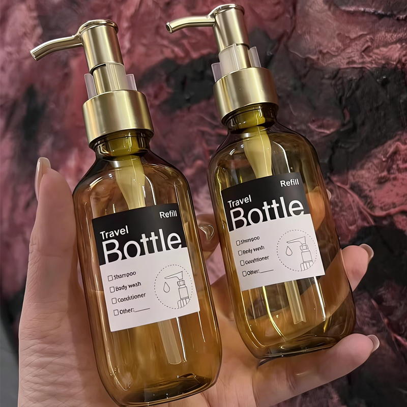 Luxury Gold Pump Bottle Empty Body Wash Bottle 10oz 16oz Empty Plastic ...