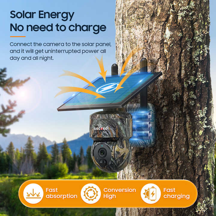 SECTEC Mini Camouflage 2K 4G Solar Camera for Hunting