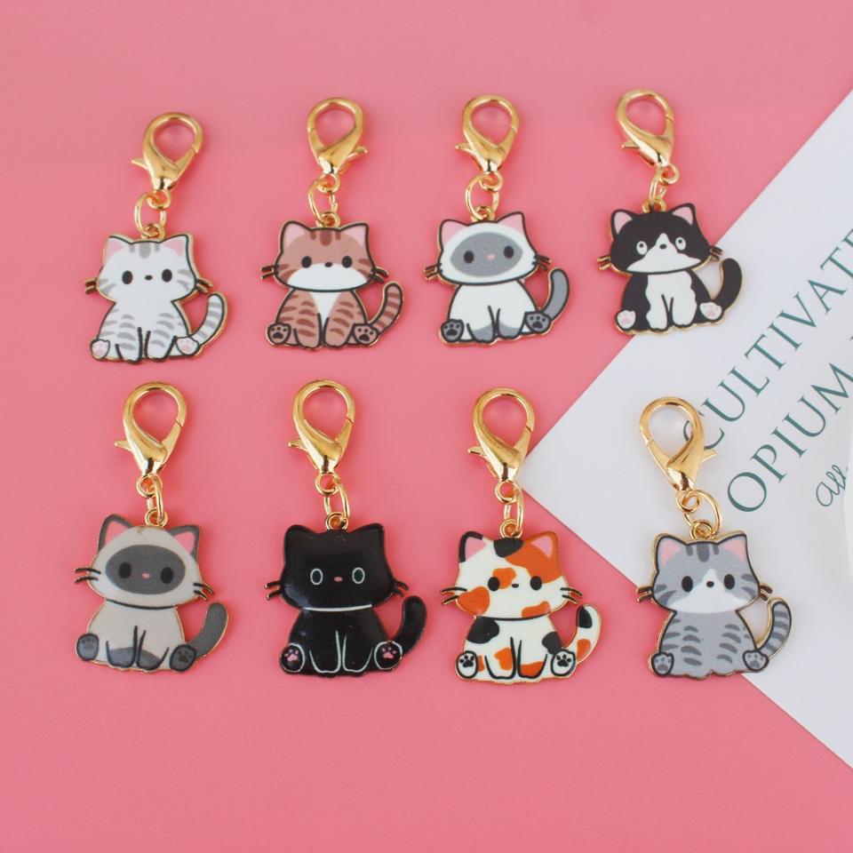 Metal Japanese Cartoon cat Keychain Jewelry Accessories Earrings ...